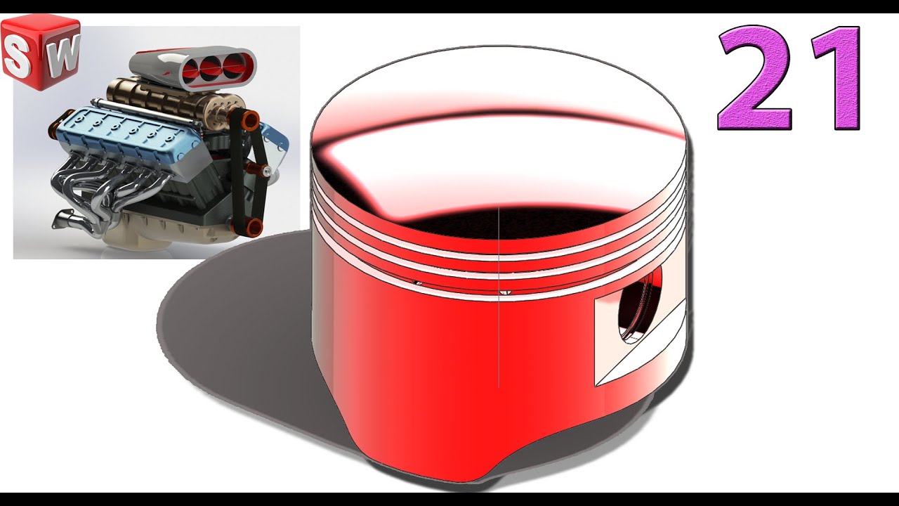 V12 Car Engine - 21. Piston Head (Project 04) Design by Solidworks ...