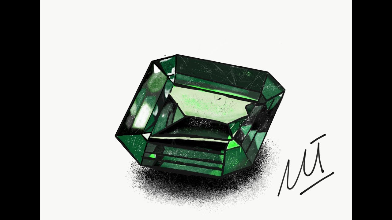 Drawing green emerald (digital draw) - YouTube