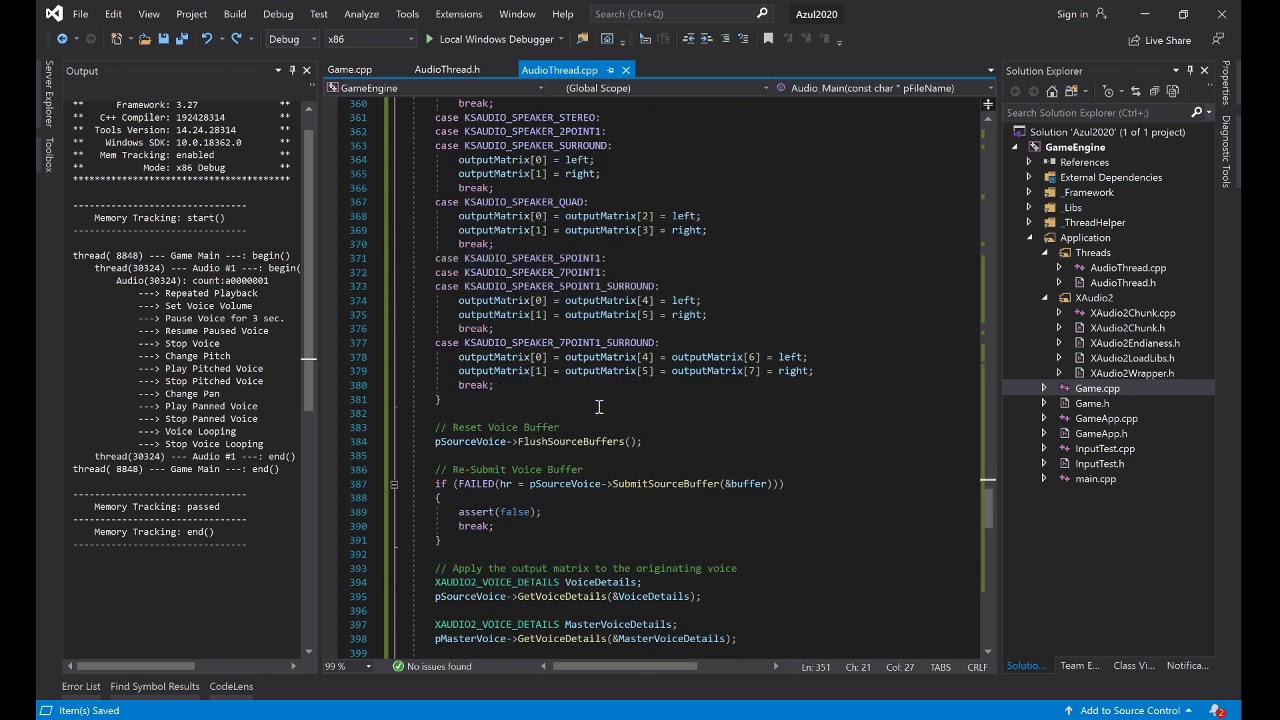 DePaul CDM - CSC 588 Spring 2020 - Demo XAudio2 API Features - YouTube