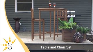 Sunnydaze 3-Piece Wood Patio Bar-Height Table and Chairs - JVA-076-069-2