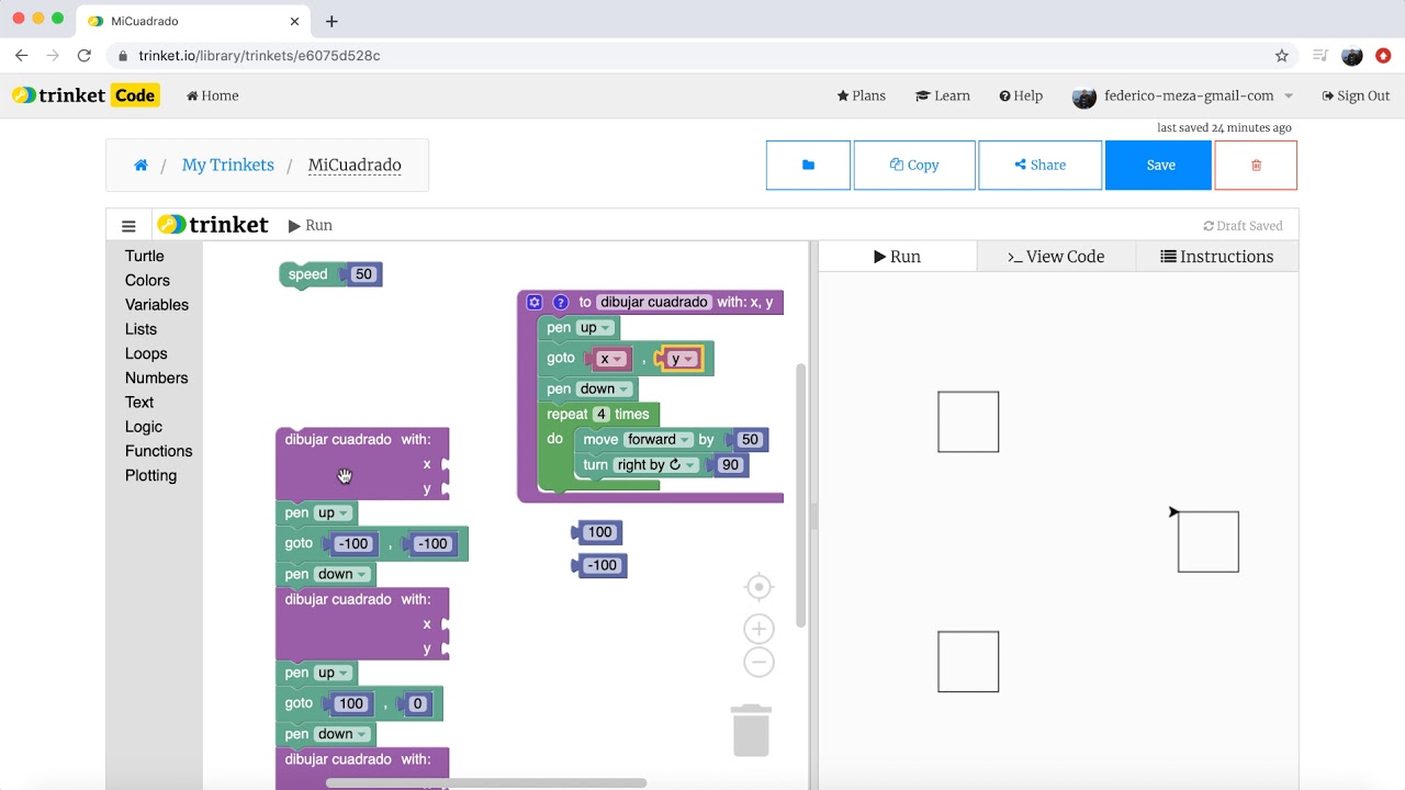 Funciones con parámetros en Trinket - YouTube