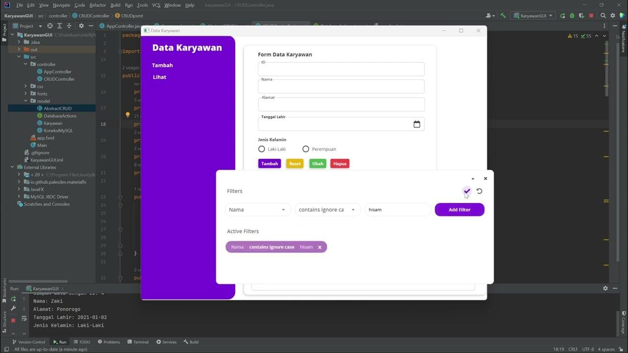 TUGAS UAS PBO - PROGRAM CRUD GUI JAVA / Muhammad Hisam Aszaini_22533606_TI 3C - YouTube