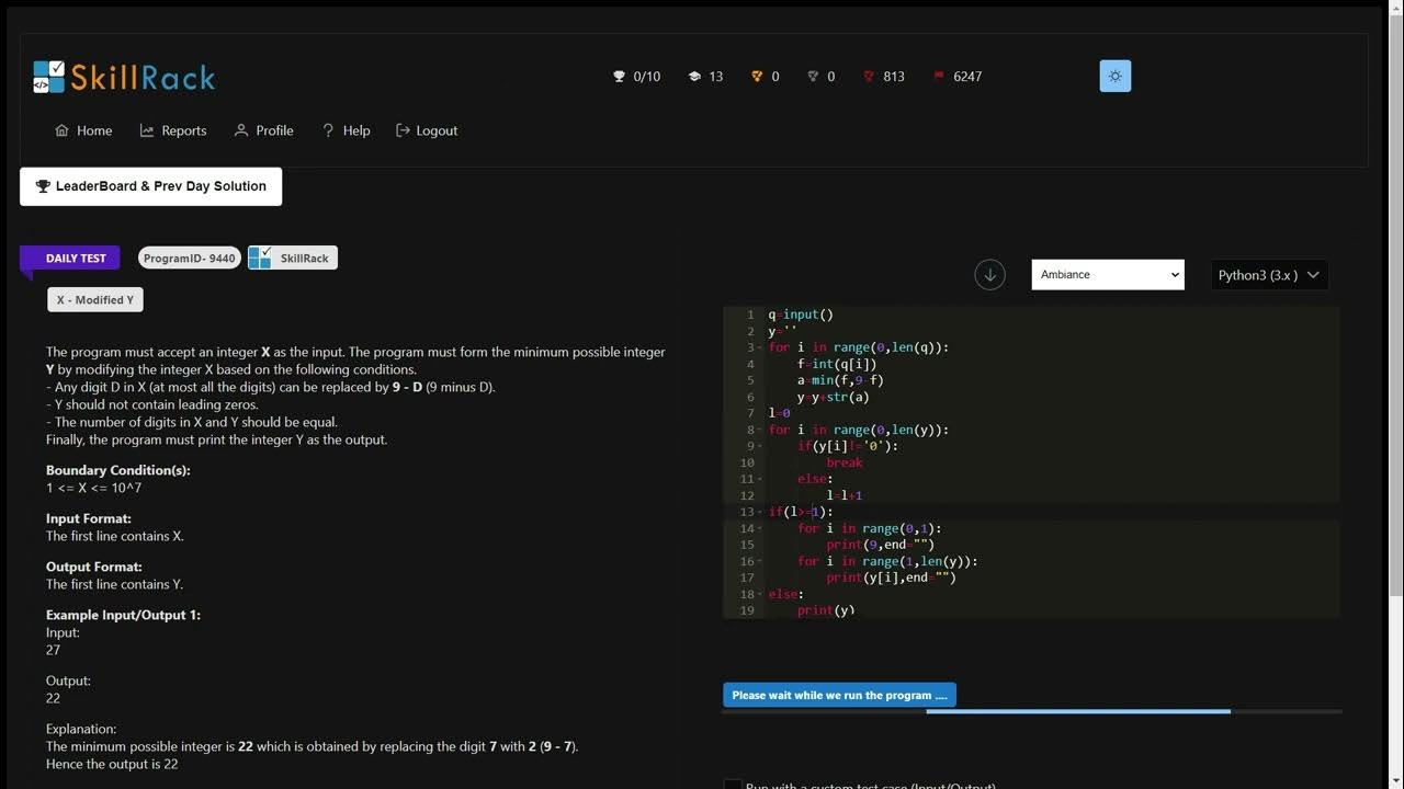 SKILLRACK | DAILY TEST |30/08/2023| X - MODIFIED Y | PROGRAM ID 9440 ...