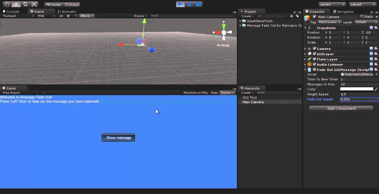 Unity Asset - Message Fade Out Tutorial - YouTube