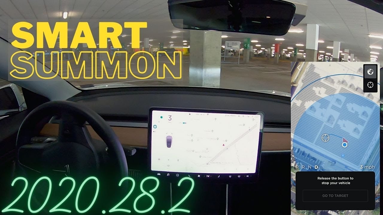 Tesla Summon | Underground Parking Smart Summon Testing | 2020.28.2 ...