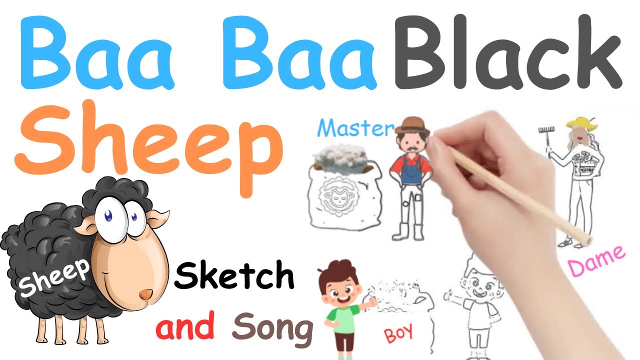 Baa Baa Black Sheep Nursery Rhymes | Sketch and Kids Song | Draw ...