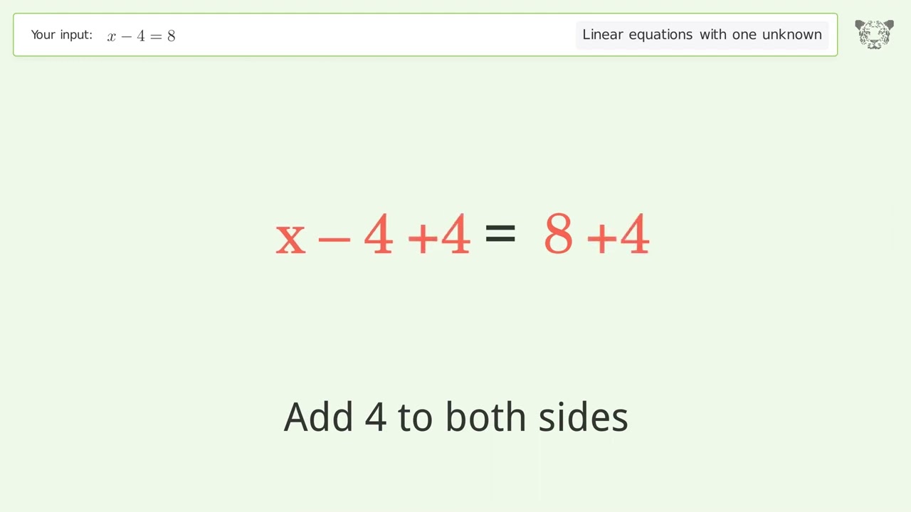 Linear Equation With One Unknown Solve X 4 8 Step by step Solution Linear Equation With One Unknown Solve X 4 8 Step by step Solution