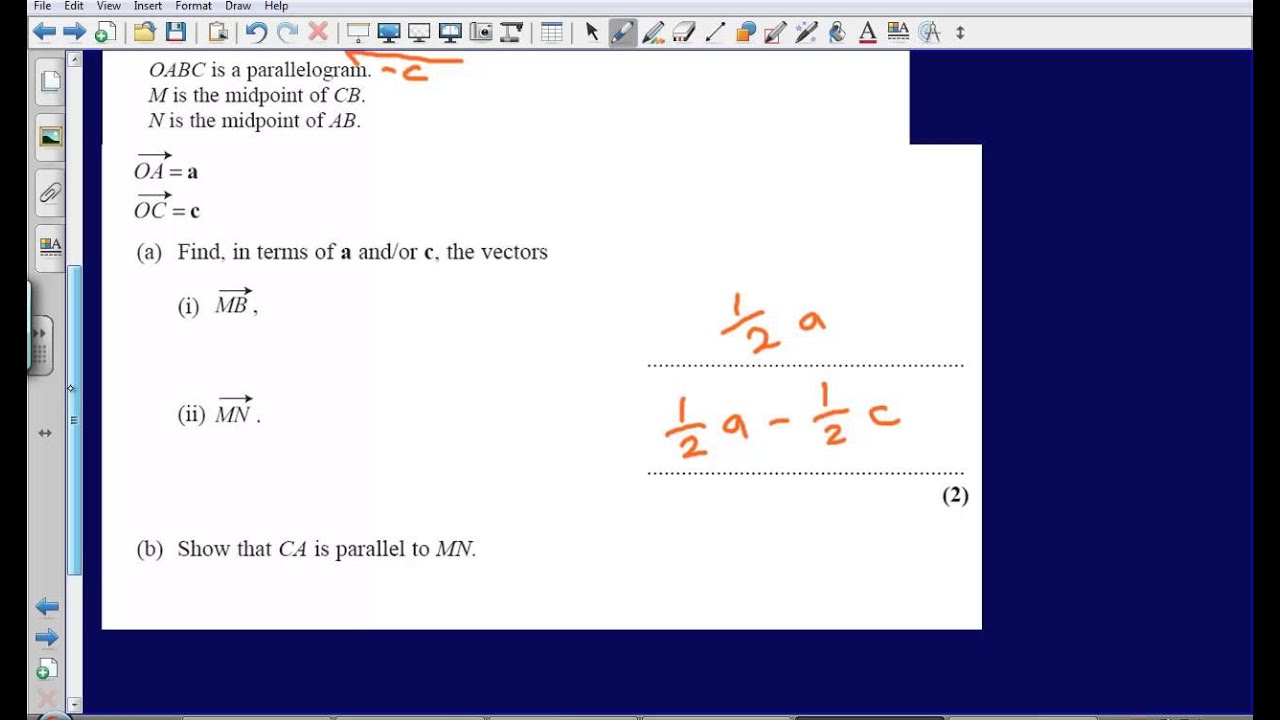 Vectors - Question 25 Edexcel GCSE Maths 2008 Non-Calculator Solution ...