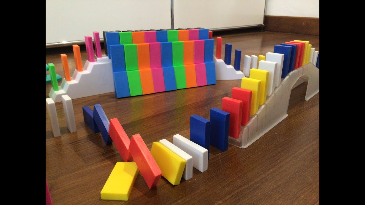 Domino setup with many bridges! - YouTube