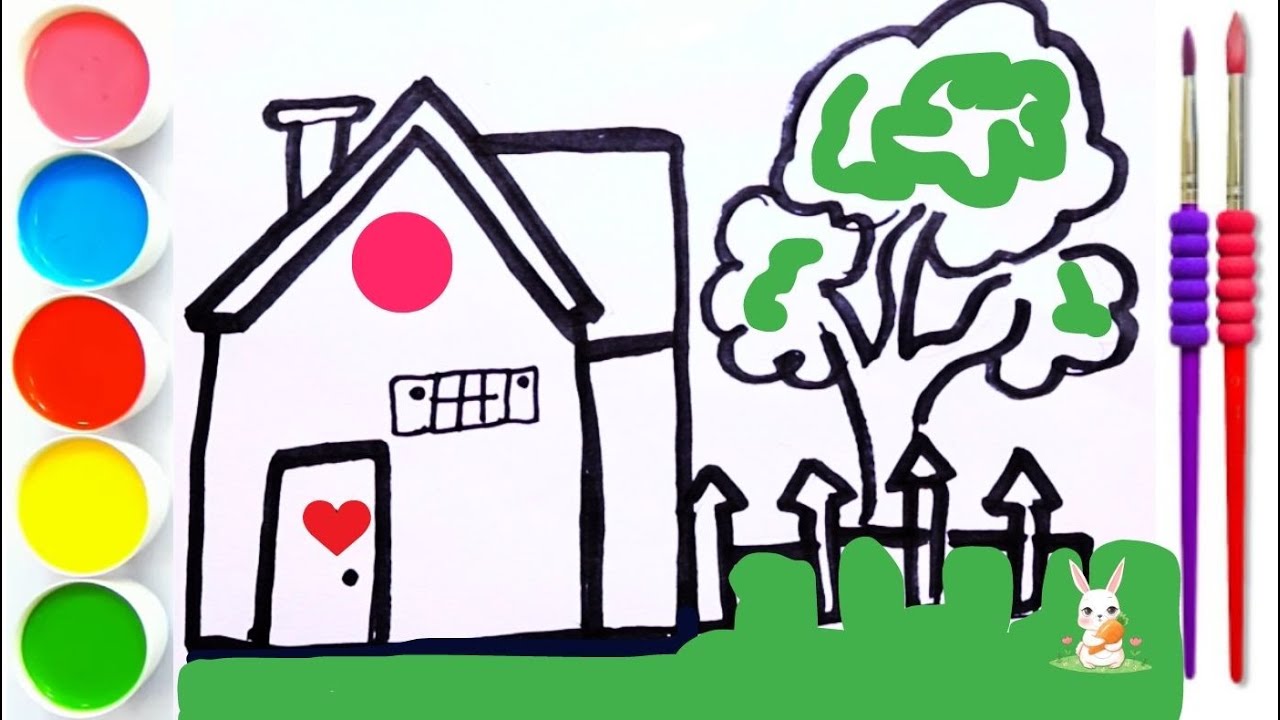 HOW TO DRAW A RED HOUSE EASY STEP BY STEP - YouTube