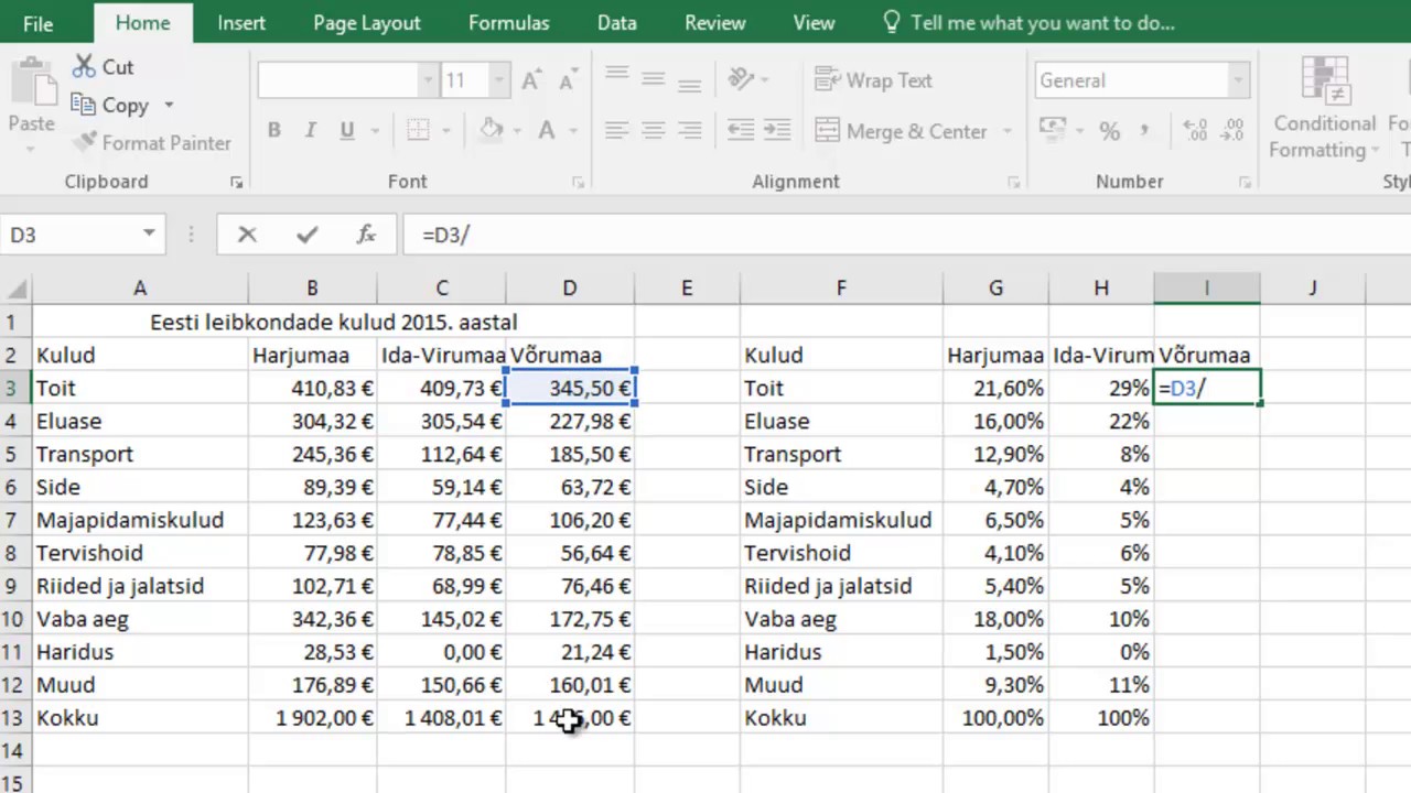 MS Excel protsent - YouTube