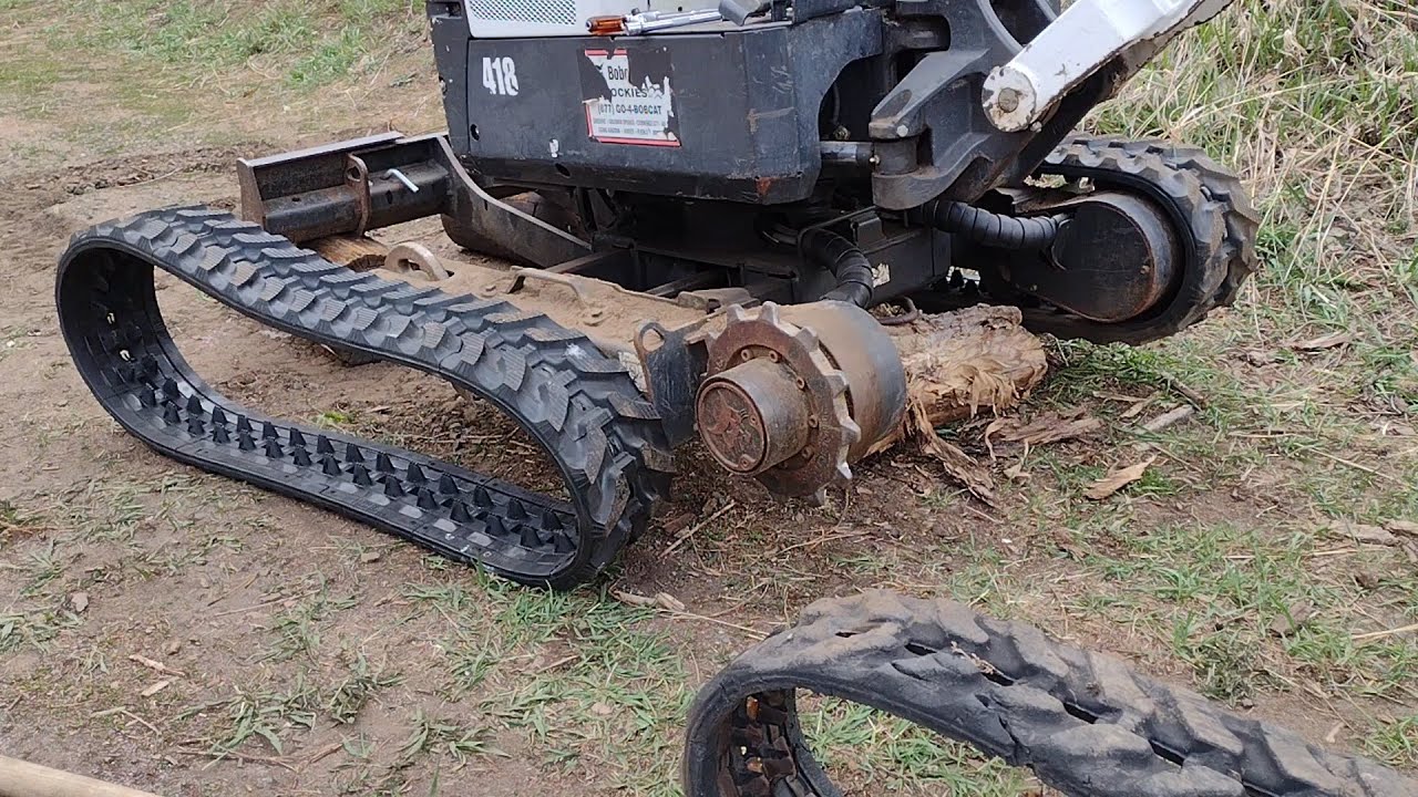Bobcat 418 / E10 track replacement - YouTube