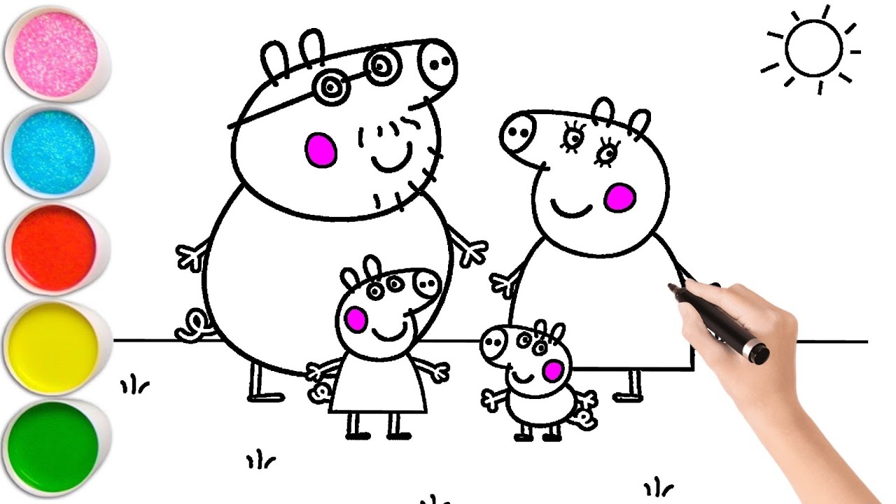 How to draw Peppa pig for Kids | Peppa Drawing, Coloring, Painting ...