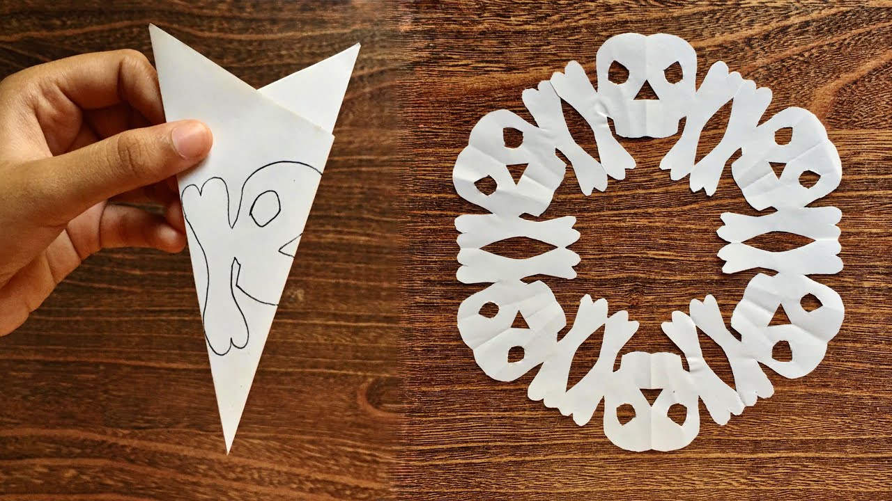 DIY Skull & Bones Halloween Snowflake Tutorial | Easy Paper Craft - YouTube