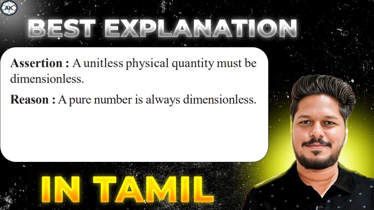 Assertion : A unitless physical quantity must be dimensionless. - YouTube