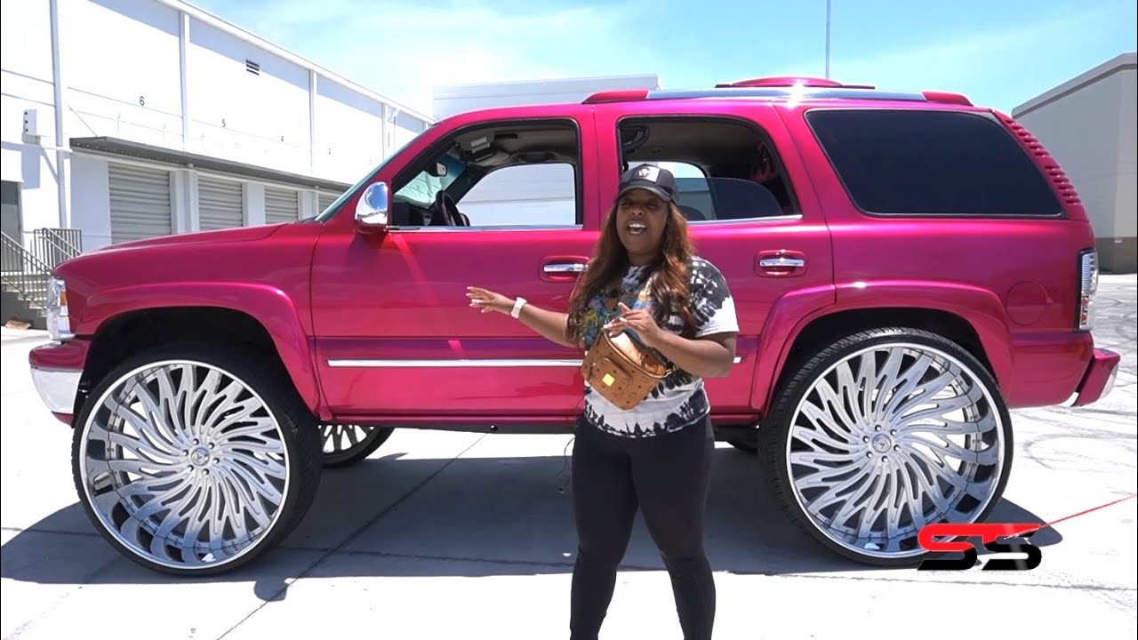 Candy Magenta Pink Chevy Tahoe on 34” ASANTI Wheels - YouTube