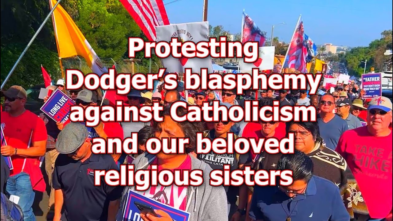 Protesting Dodgers' drag-queen mockery of Religious Sisters - YouTube