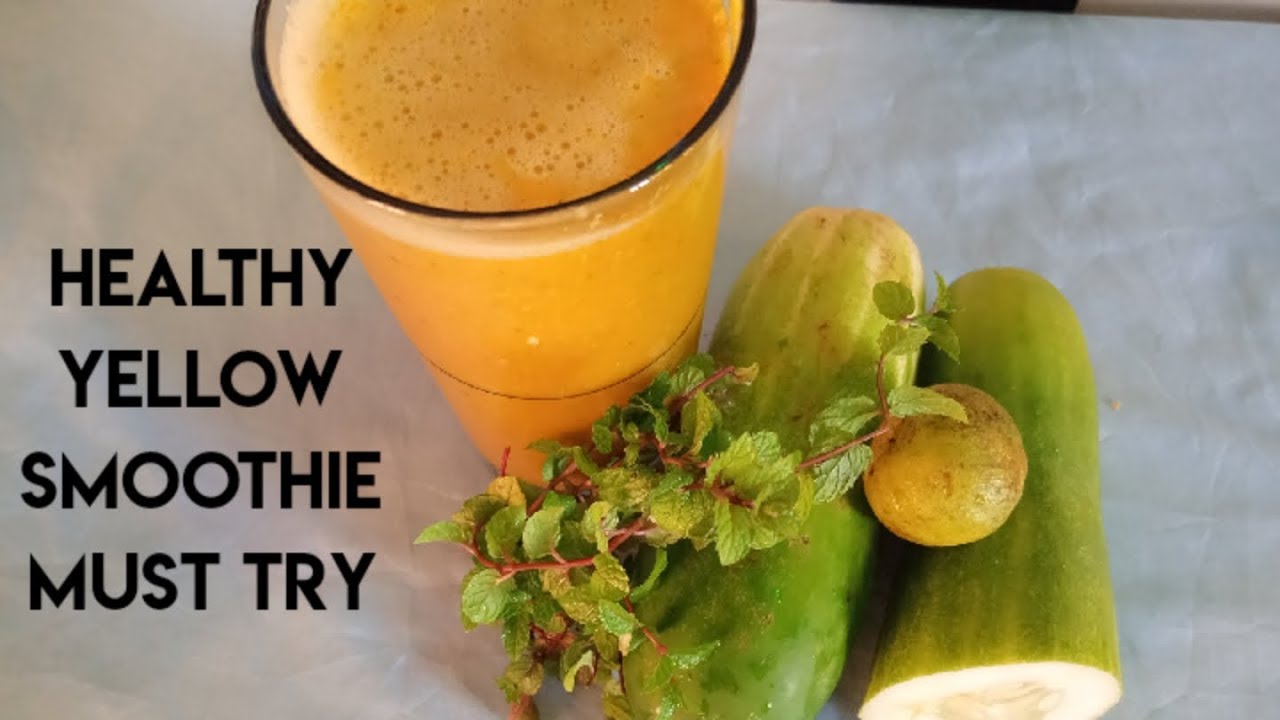 how to make yellow smoothie for glowing skin, no more pimples - YouTube