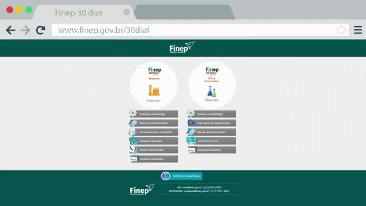 Sistema Finep 30 Dias Pesquisa - Tutorial Formulário de Submissão de ...