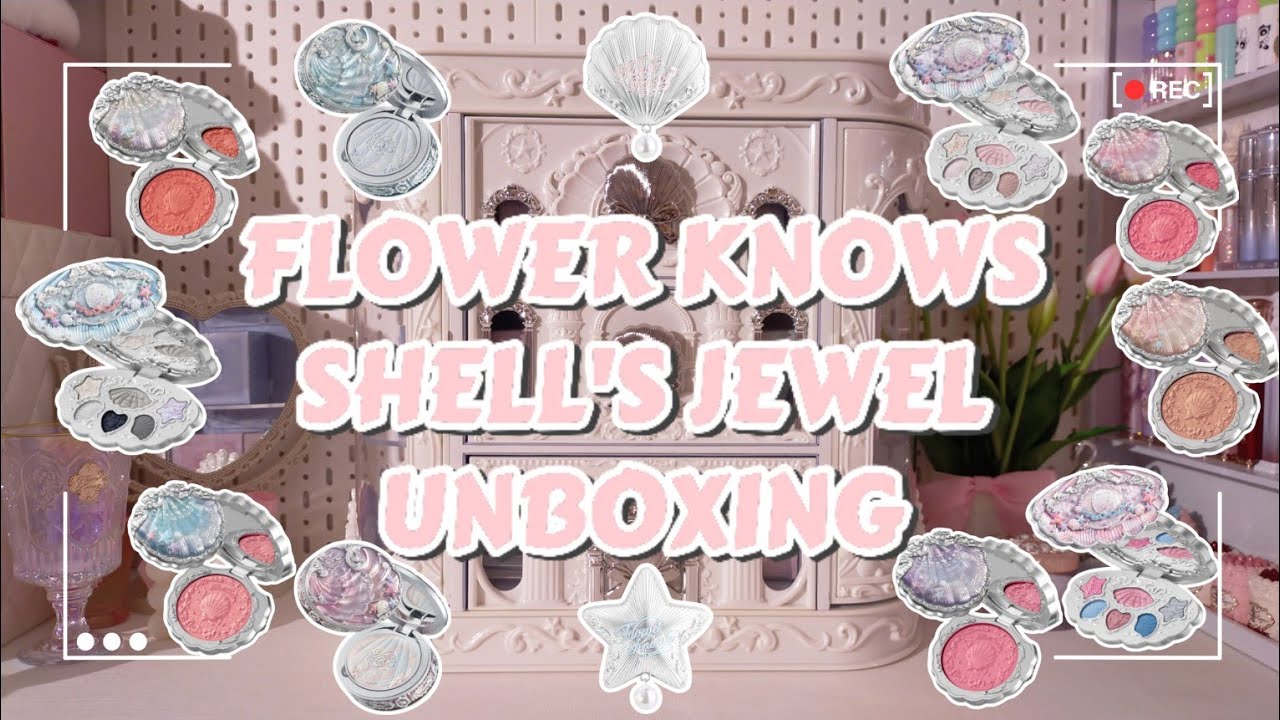 [ASMR] FLOWER KNOWS SHELL'S JEWEL MAKEUP COLLECTION 🌊🐚 UNBOXING ...