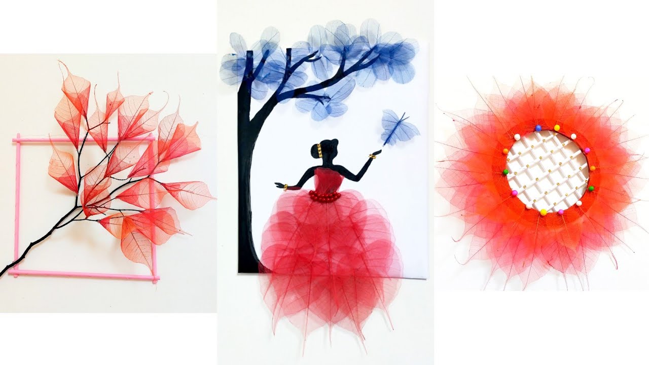 3 easy skeleton leaves wall hanging craft idea/art and craft/home decor ...