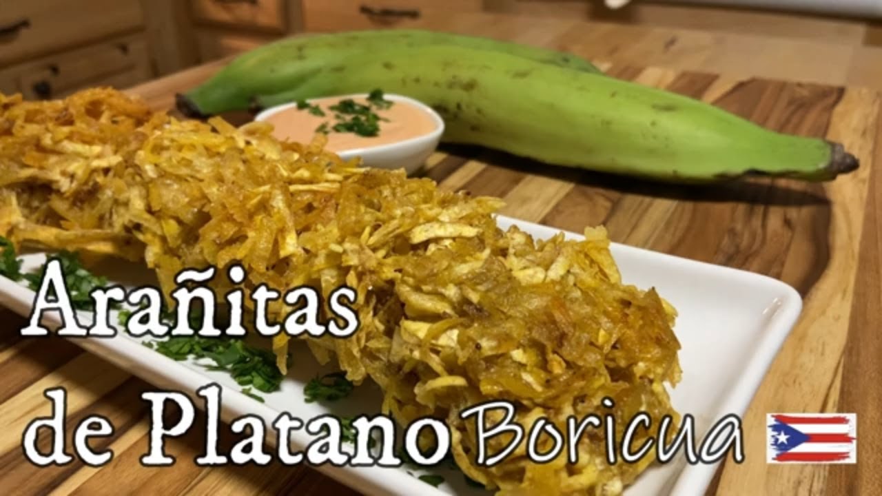 Arañitas de Platano Boricua paso a paso (fried Plantain Arañitas) - YouTube
