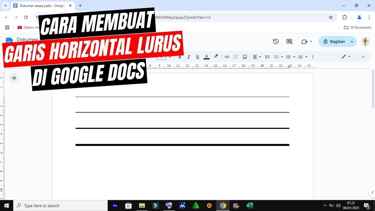 Cara Membuat Garis Horizontal Lurus di Google Docs - YouTube