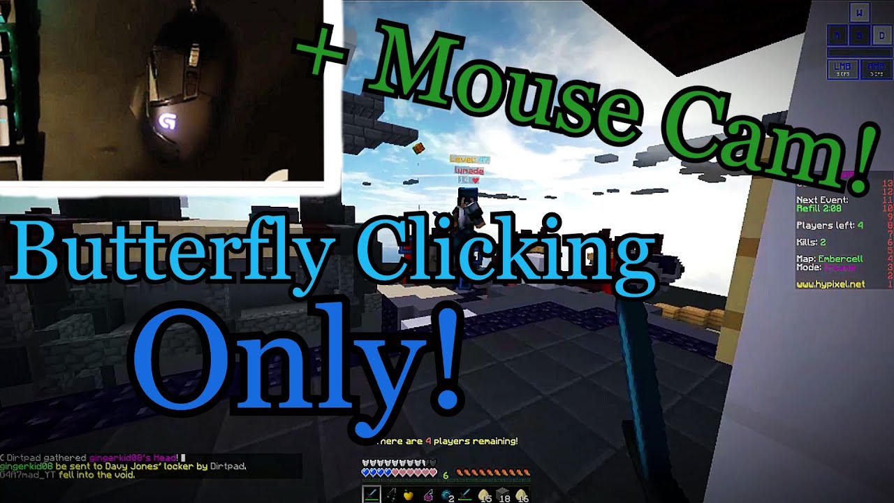 Skywars but I can only butterfly click (Mouse Cam) - YouTube