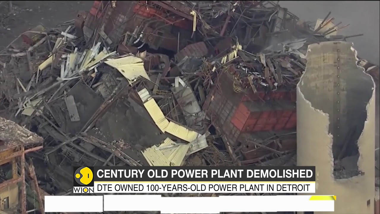 Century old power plant demolished in Detroit city in U.S. - YouTube