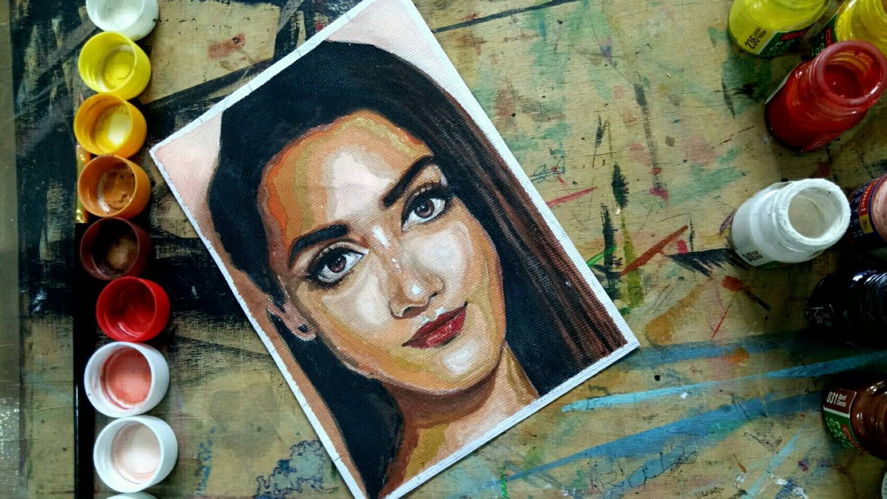 Simmy Goraya painting / Realistic portrait part 2/ paint with me - YouTube