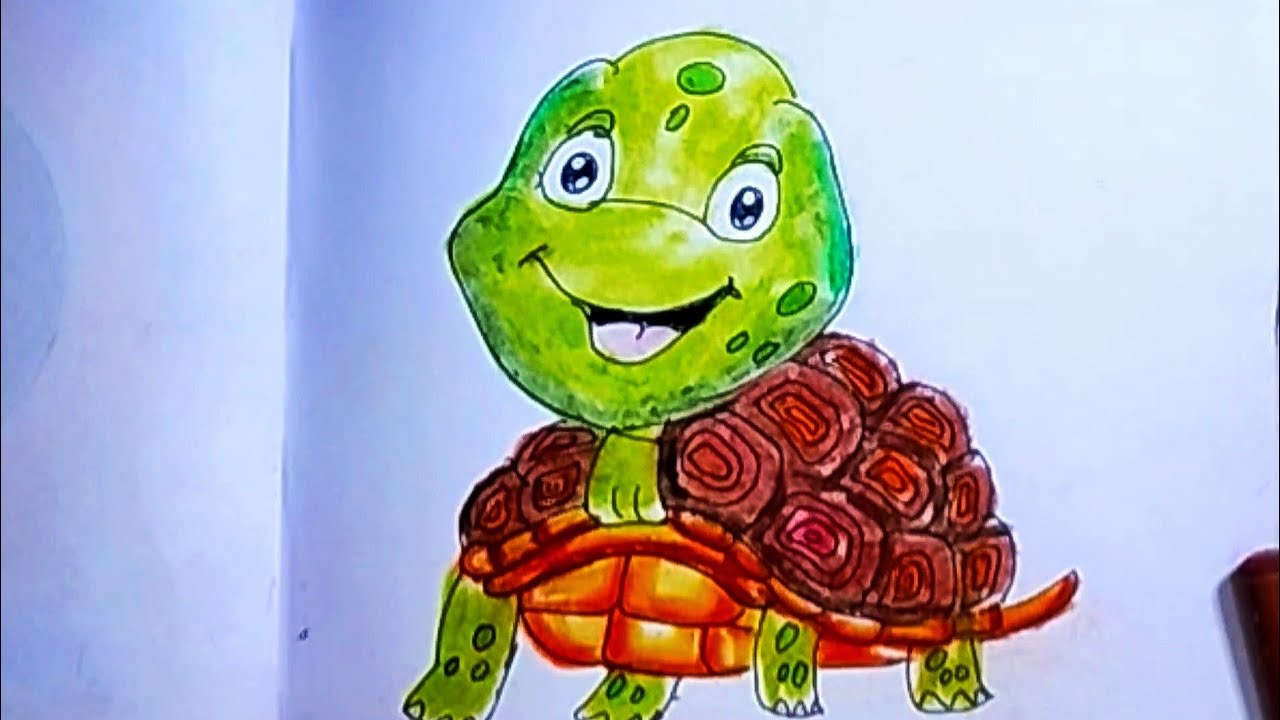 How to draw Tortoise for kids 🐢| Draw a Turtle with oil pastel - YouTube