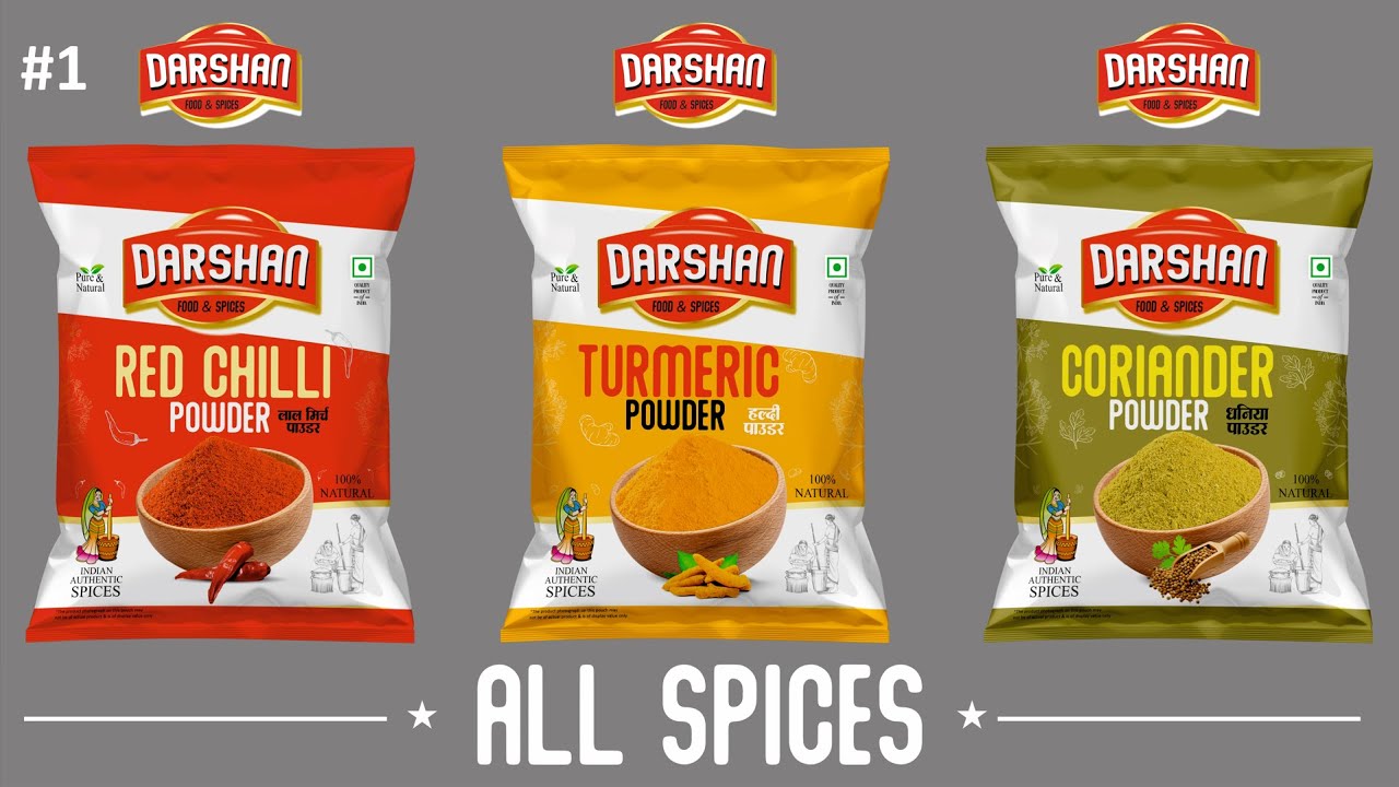 Spices Packaging Design , Chili Powder Packaging Design Tutorial ...
