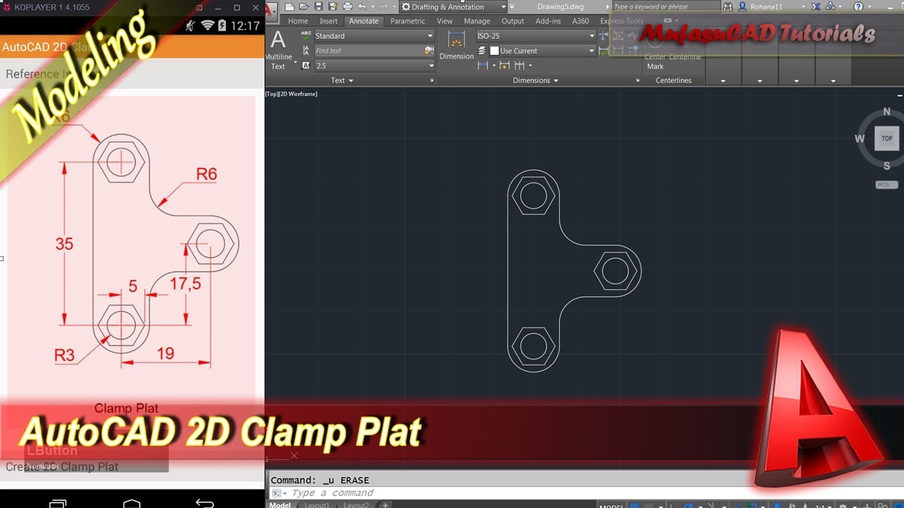 AutoCAD Design 2D Clam Plat Modeling Tutorial For Beginner - YouTube