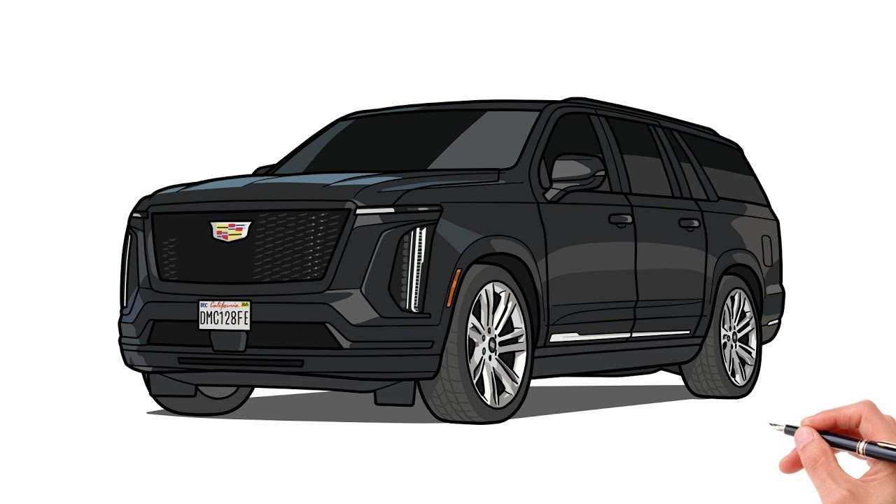 How to draw Cadillac Escalade 2024 / drawing Cadillac 2025 SUV car ...