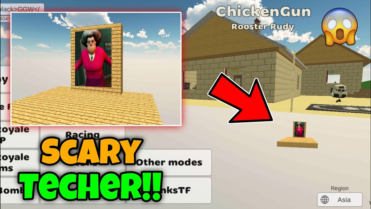 😱 THE SCARY TEACHER IN CHICKEN GUN!! ESCAPE FROM THE SCARY TEACHER ...