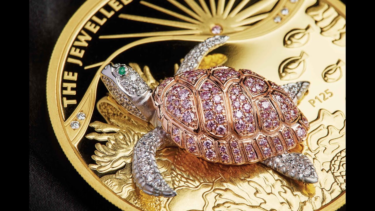 2024 Australia 10 Ounce Jewelled Turtle Pave Diamond Gold Proof Coin ...
