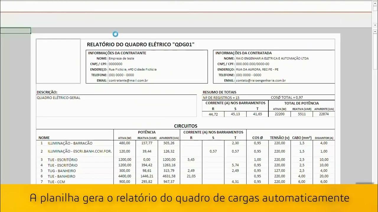 Planilha de Quadro de Carga 2.0Diagrama Unifilar Direto do Excel. - YouTube