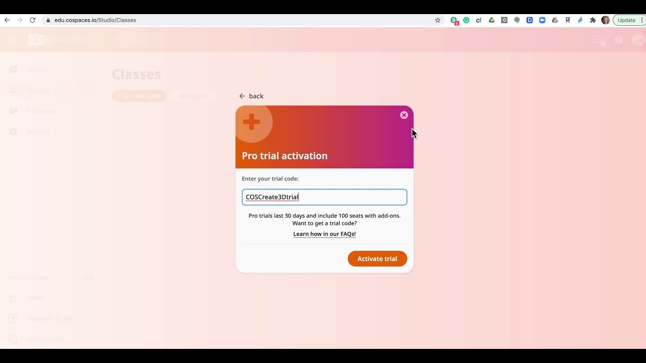How to Activate CoSpaces Trial Code with 30 Day Pro Account including Merge Cube - YouTube