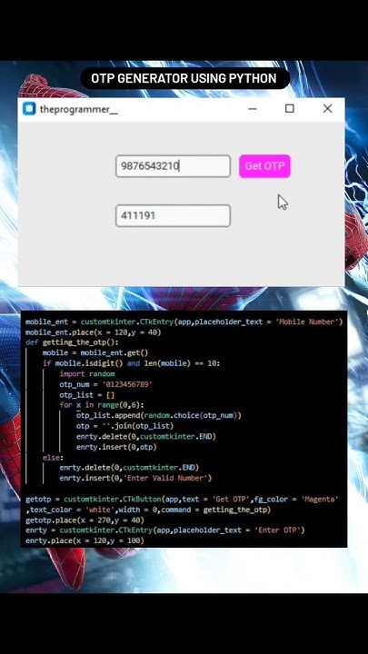 OTP GENERATOR USING PYTHON @Pawansrikanth_2005 #pawansrikanth #pythonprogramming #pythoncode # ...