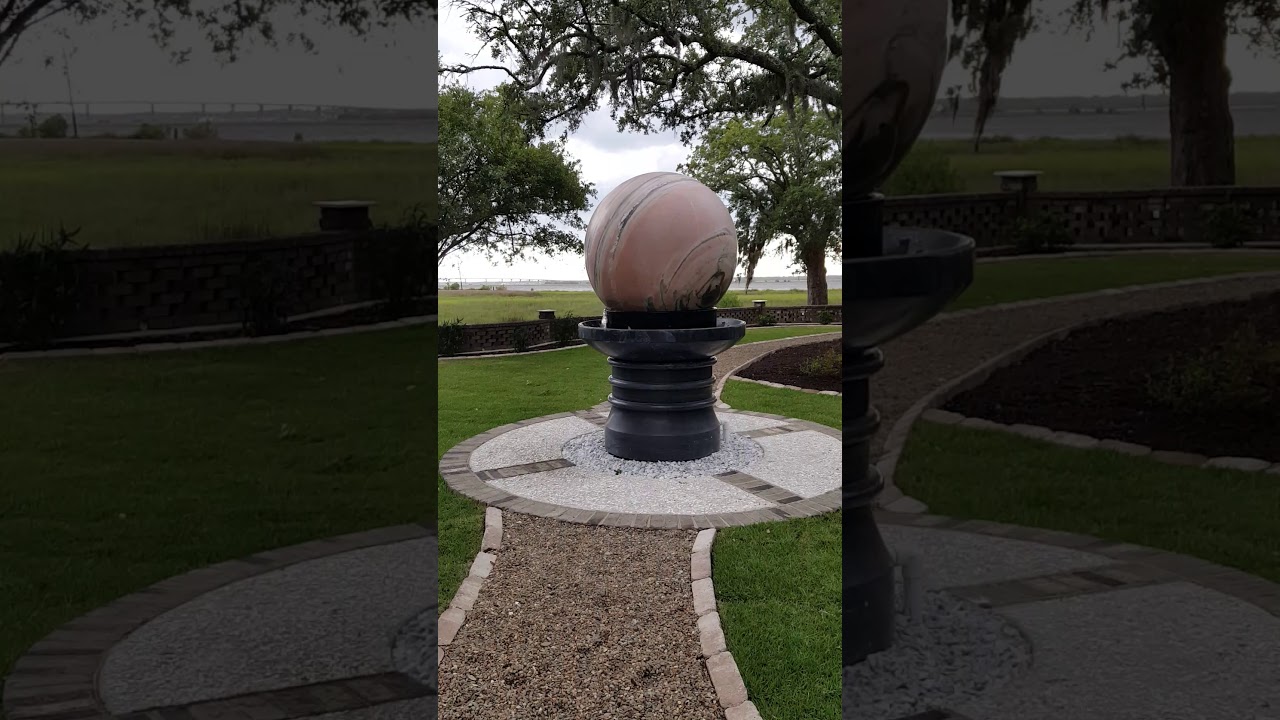 Rotating ball fountain, ball water feature,garden landscape ball ...