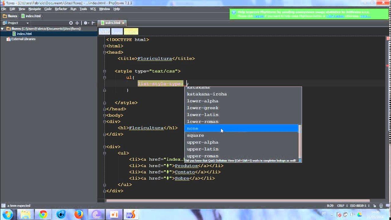 Aula 1 - Html + CSS (WebStorm e PHPStorm) - YouTube