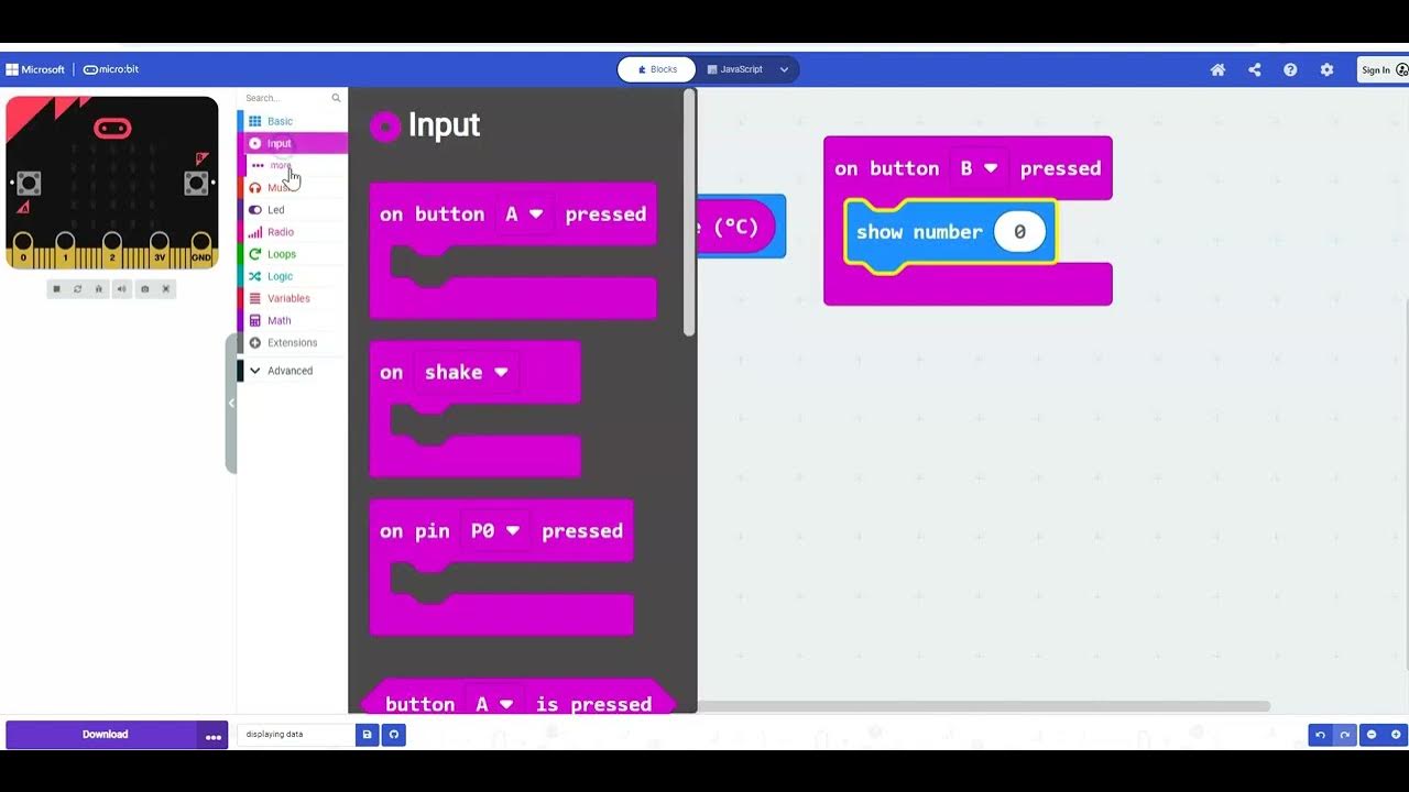 Displaying temperature and light readings by coding the micro:bit with makecode. - YouTube