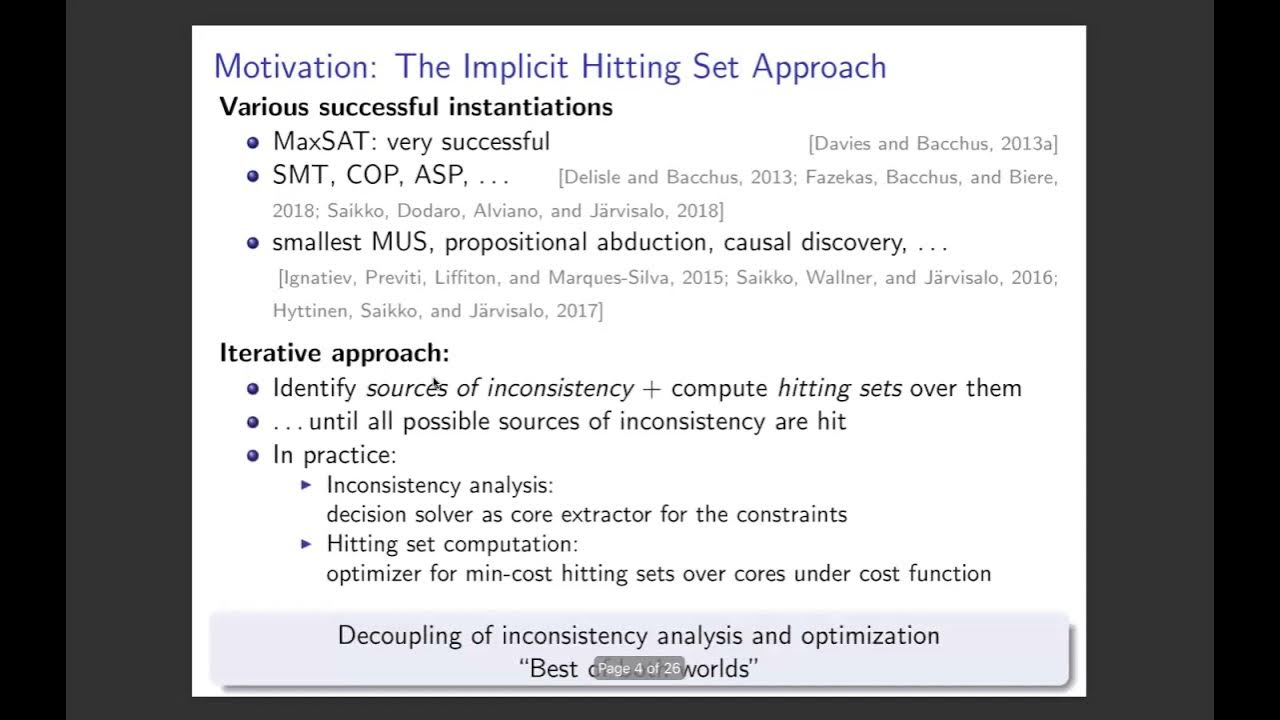 CP2021 "Pseudo-Boolean Optimization by Implicit Hitting Sets" - YouTube