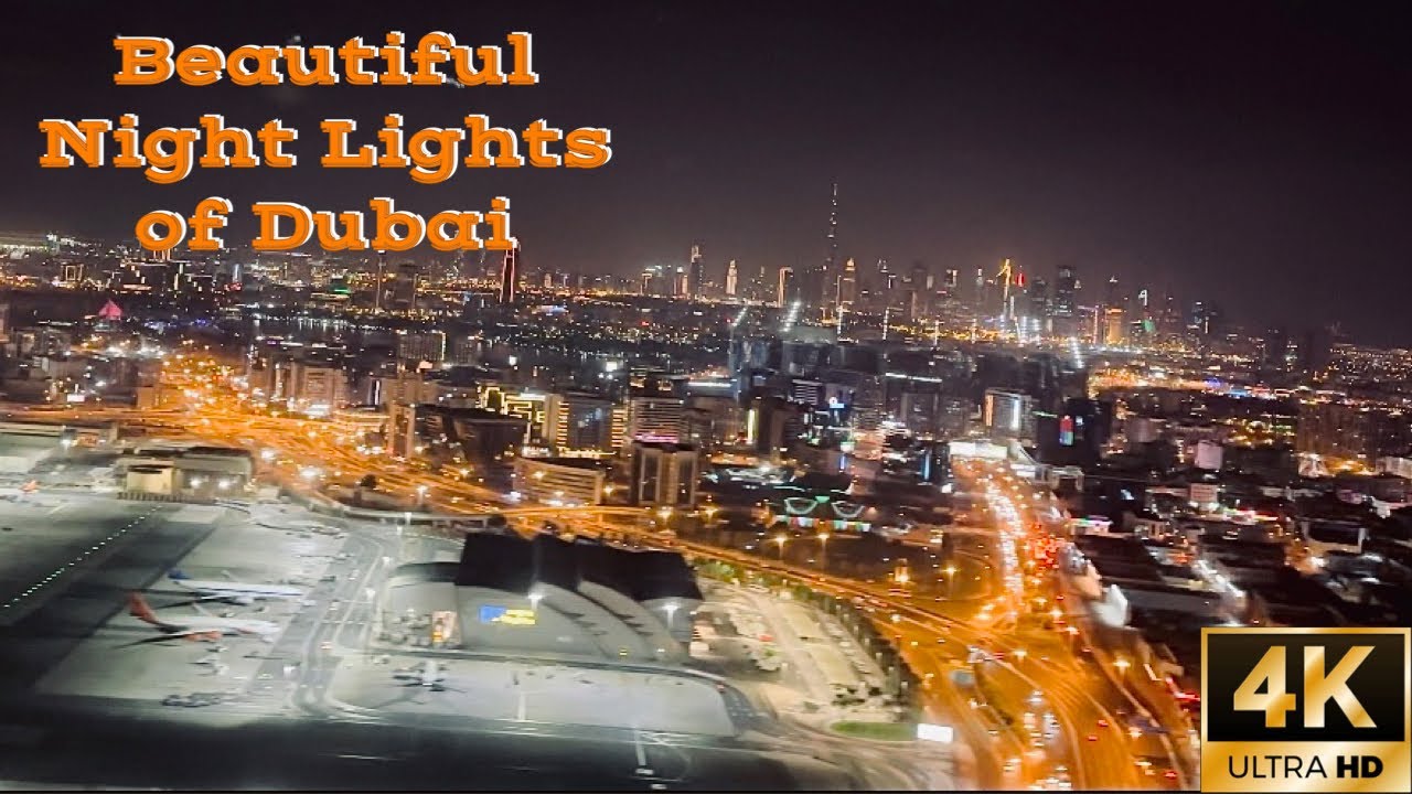 Beautiful Night Take Off out of Dubai Airport | Emirates 777-300 with ...