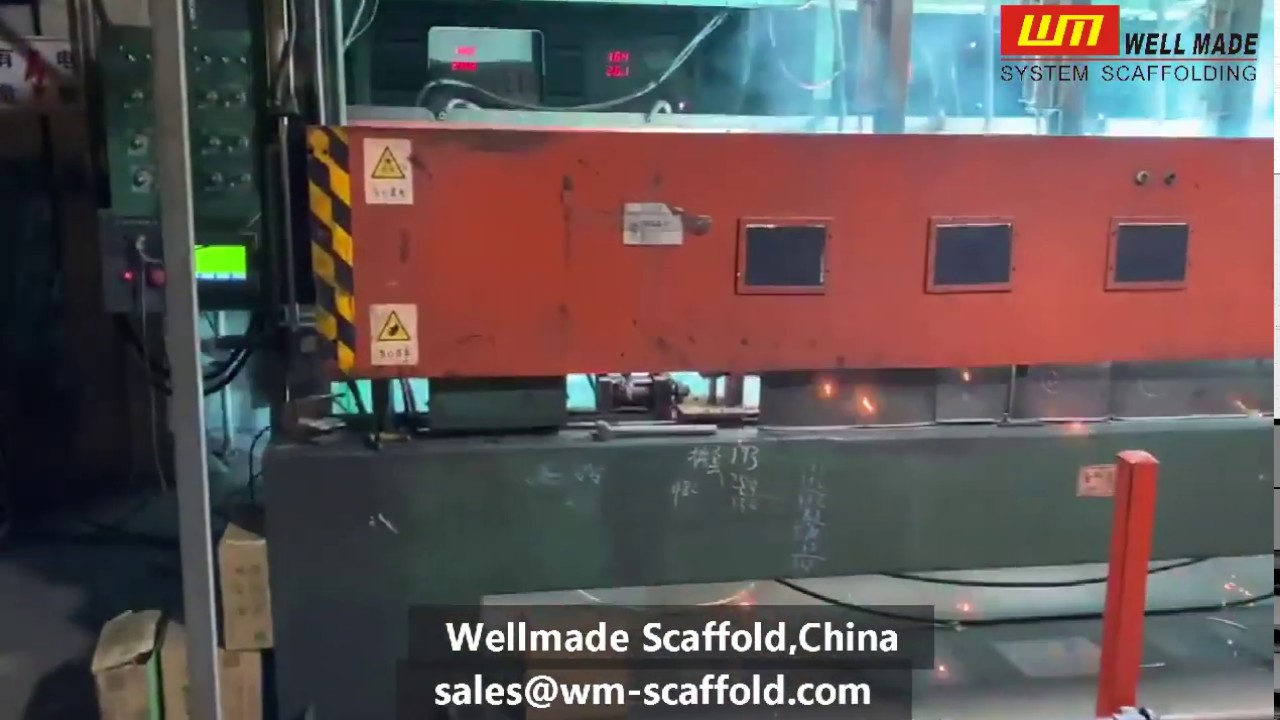 Cuplock scaffold standard bottom cups and top pins welding - YouTube