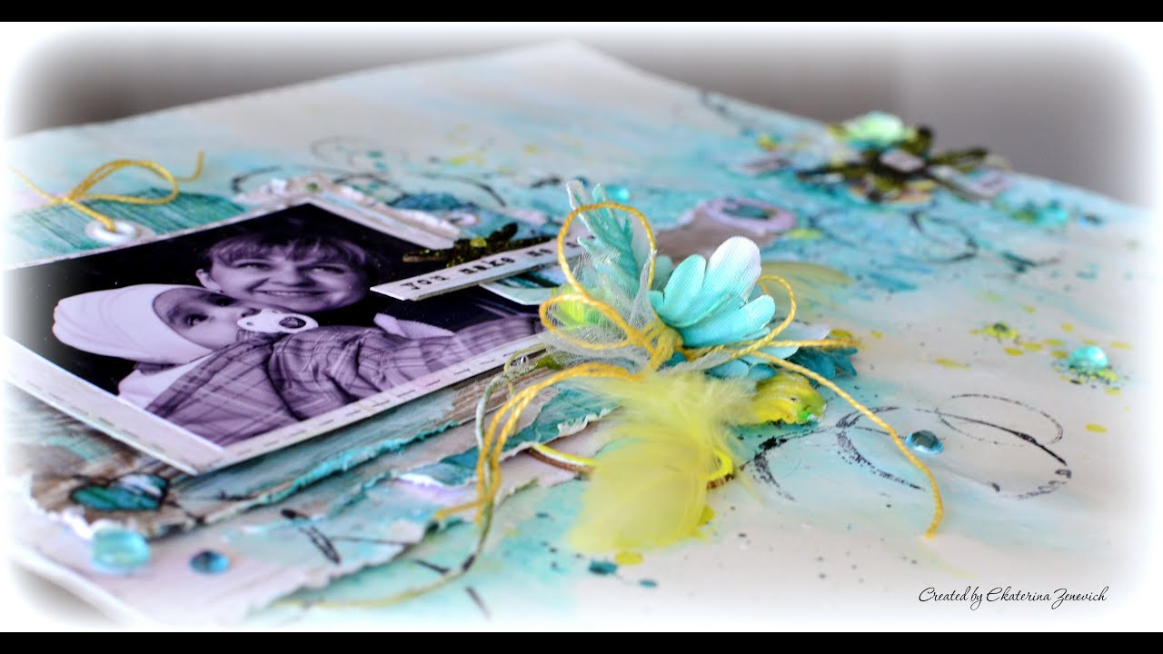 Mixed Media Layout. Step-by-step tutorials. - YouTube