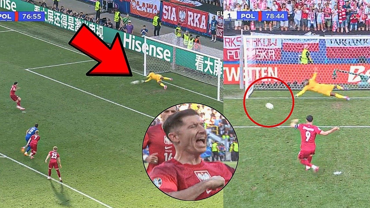Lewandowski Retaken Penalty Goal vs France 😱 | France vs Poland 1-1 ...