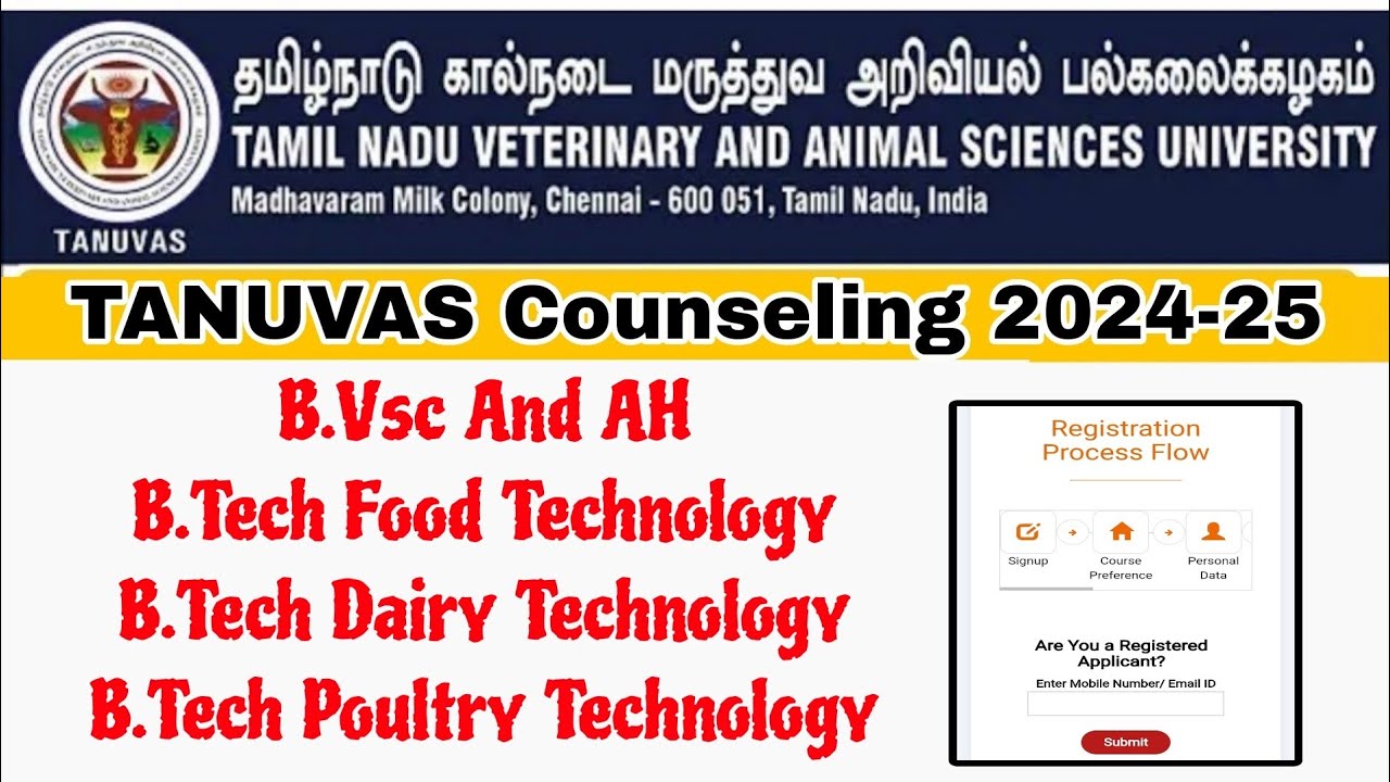 TANUVAS Online Application Opened For B.Vsc And AH And B.Tech Courses👍 ...