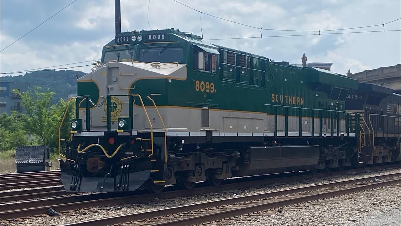 NS 746 with the Southern!! and NS 55W with the Conrail trailing both passing Rocky Mount VA ...