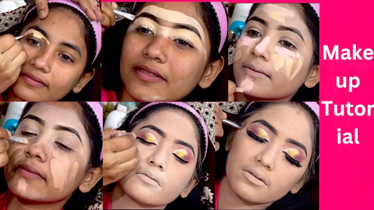 Easy Golden Glitter Smokey Eye Makeup Tutorial/Real Client Makeup ...